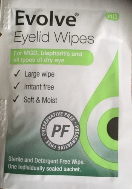 EVOLVE EYE LID Wipes.All Types of Dry Eyes-Individually Sealed x 120 ...