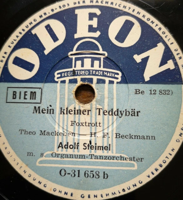 ADOLF STEIMEL TANZORCHESTER "Mein kleiner Teddybär" Fox 78rpm Odeon 10 ...