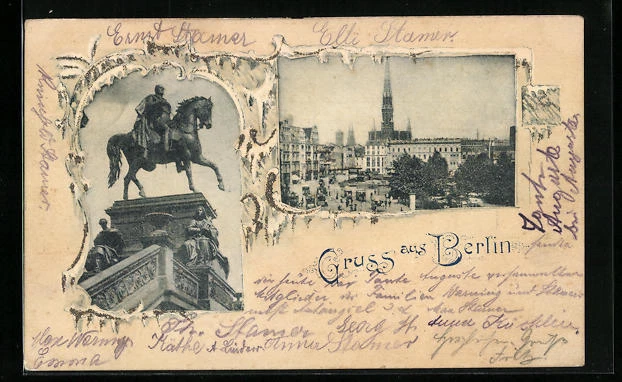 CARTE POSTALE BERLIN, monument équestre, partie de place 1901 EUR 5,00 ...