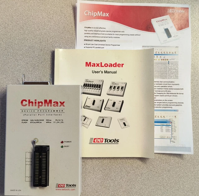 CHIPMAX DEVICE PROGRAMMER Parallel Port Interface CME 9250 w/Manual $73 ...