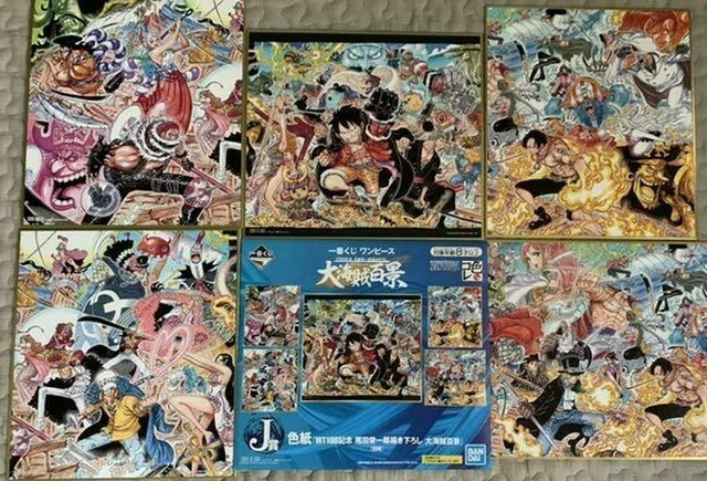 ONE PIECE ICHIBAN Kuji Shikishi Colored Paper 5 types Complete set ...