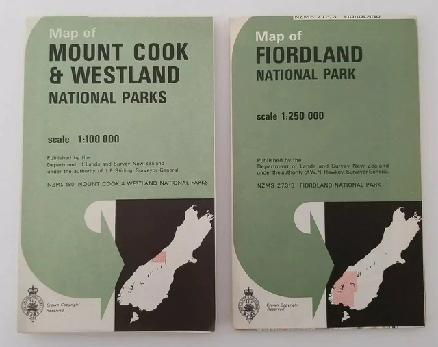 MAP OF MOUNT Cook & Westland and Map of Fiordland National Parks, New ...