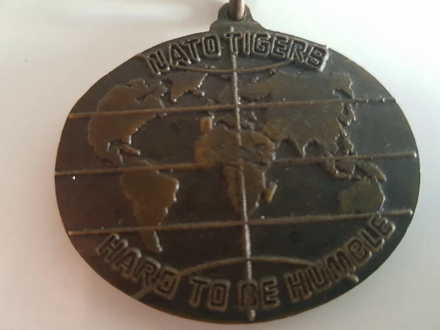 NATO 1987 OTAN Tiger Meet Air Force Army Brass Keychain Keyring Montijo ...