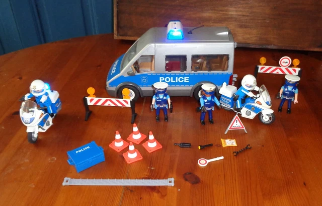 PLAYMOBIL REF : 9236 Barrage De Police Avec Fourgon Et Motos EUR 29,50 ...