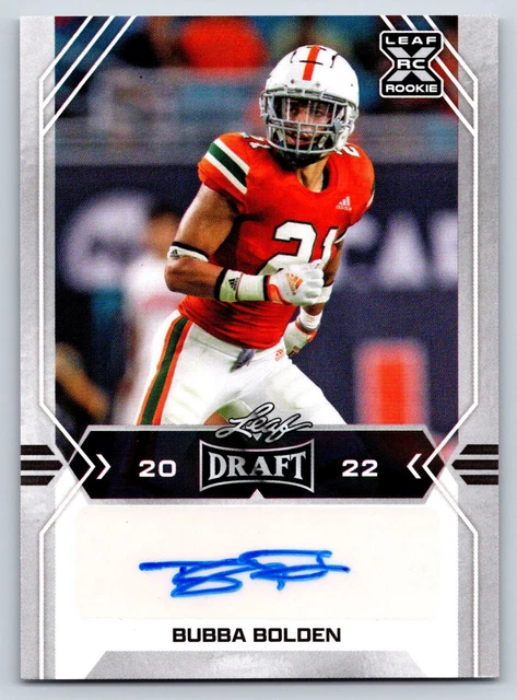 BUBBA BOLDEN MIAMI Hurricanes 2022 Leaf Draft #BA-BB1 autographes 17826 ...