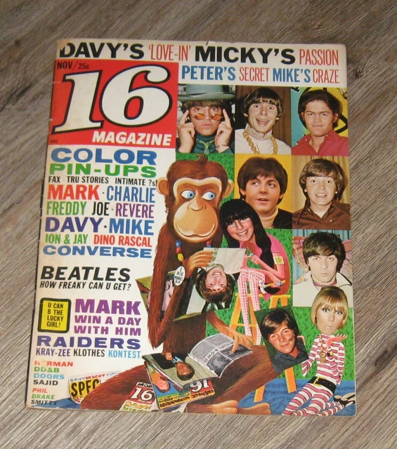 16 MAGAZINE NOVEMBER 1967 Sally Field DINO Danelli JON Provost JIM ...