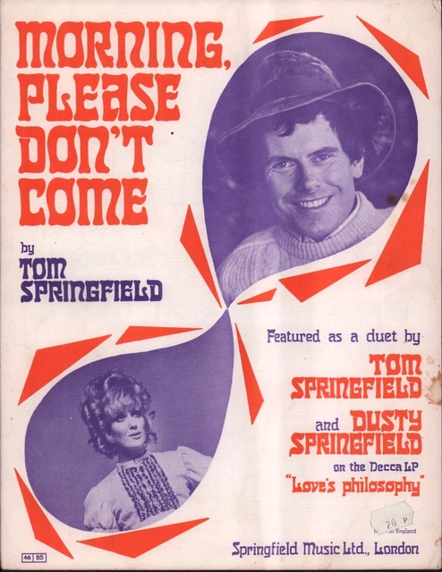 DUSTY AND TOM Springfield Morning Please Don't Come sheet music UK ...