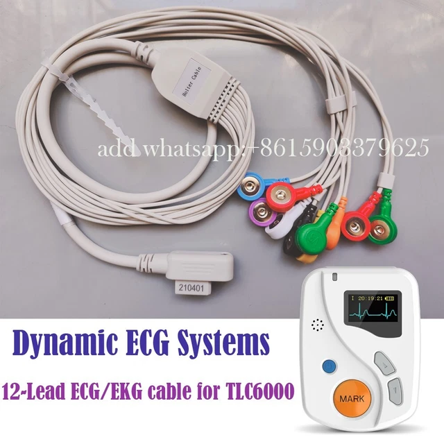 5-LEAD ECG/EKG MACHINE leadwire,Snap,Holter Recorder ECG Monitor Cable ...