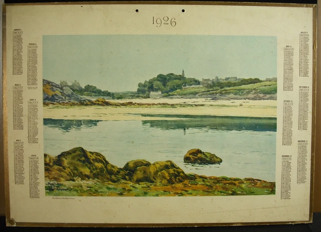 CALENDRIER DE 1926 Portsall d'après Leon Roger Bretagne Finistère 45 cm ...