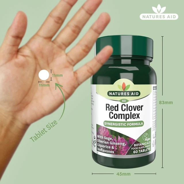 NATURES AID RED Clover Complex - 60 Tablets - 40mg Isoflavones Sage ...