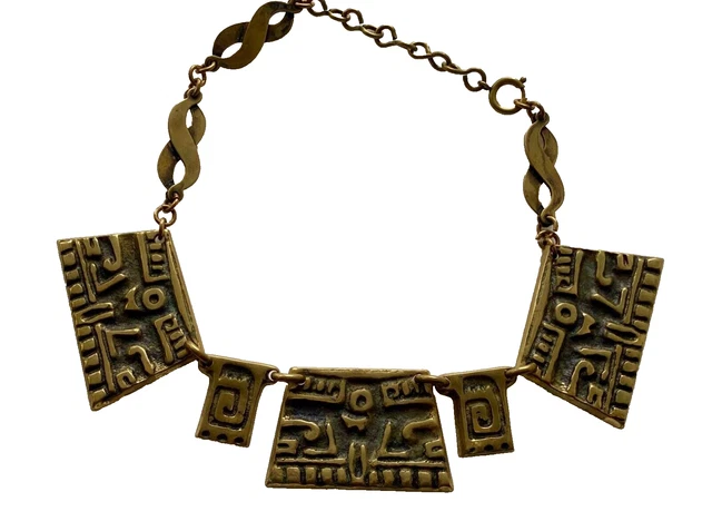 COLLIER SIGNÉ MICHEL BUFFET EN BRONZE - ART DÉCO ETHNIQUE VINTAGE N°1 ...