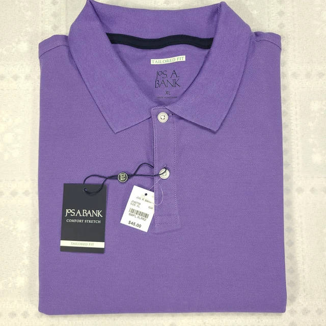 JOS A BANK Polo Shirt Size XL Pique Cotton Tailored Fit NEW NWT Purple ...