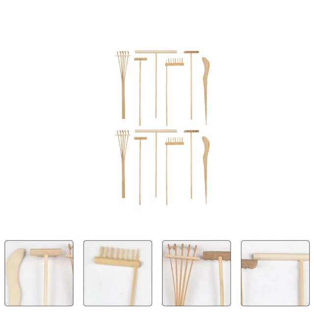 2 SETS/12PCS BAMBOO Sand Table Accessories Mini Garden Rake £14.98 ...