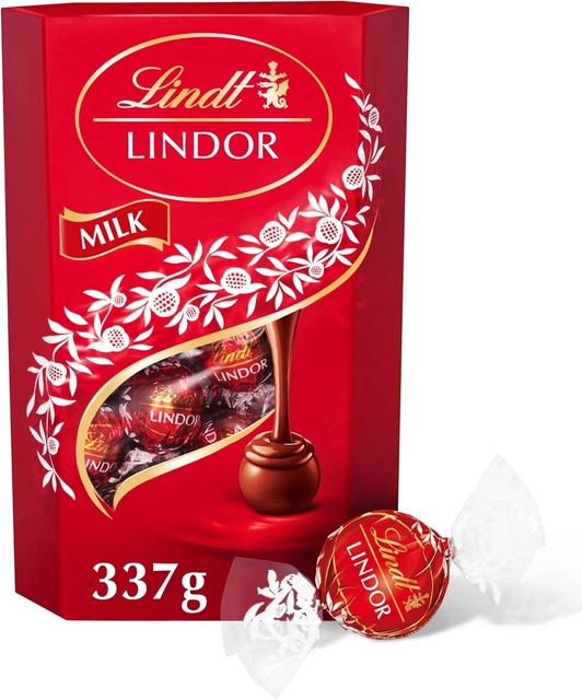 LINDT LINDOR MILK Chocolate Truffles Box Large - Approx 26 balls, 337g ...