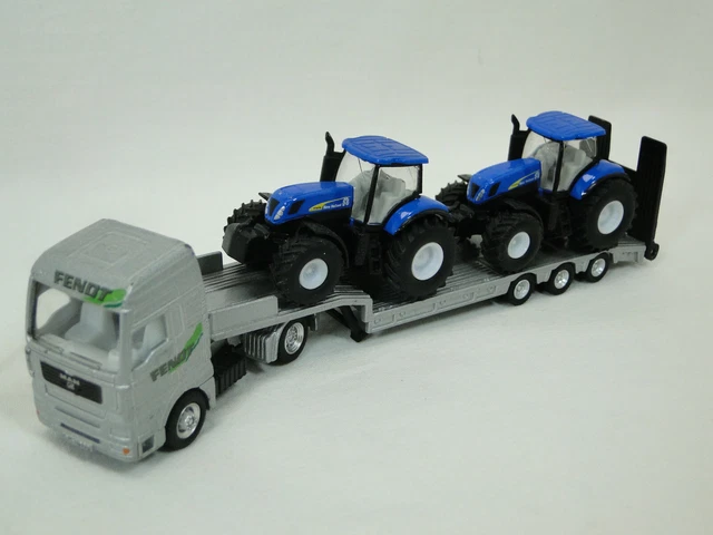SIKU TRAKTORTRANSPORTER LKW mit 2 Traktoren Fendt New Hollalnd 1832 ...