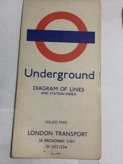 1972 NO.1 LONDON Transport Underground Map Diagram of Lines Tube Ref ...