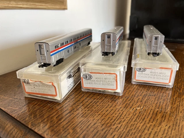 THREE CON-COR Amtrak 2 * N scale double deck Superliner passenger coaches £73.48 - PicClick UK