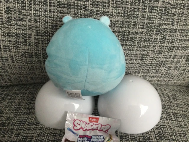 ZURU SNACKLES SERIES 2 Plush Toy 14cm small Hippo Cinnabon blue soft ...