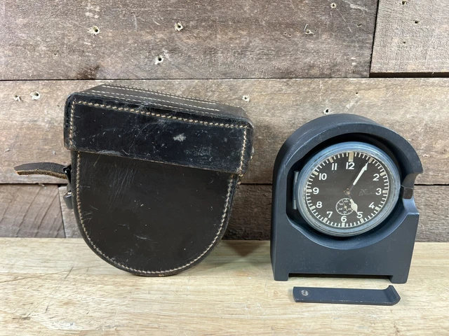 VINTAGE 1944 HEERESEIGENTUM WWII 8 Day Army Clock No.10296 Wooden Stand ...