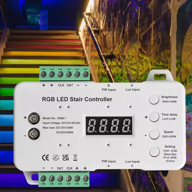 LED INTELLIGENT MOTION Sensor LED Stair Lighting Set RGB Colorful Step ...