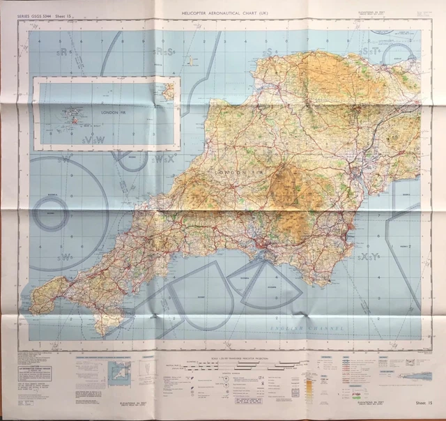 ORIGINAL 1980 BRITISH Military Map: Helicopter Aeronautical Chart - S.w ...