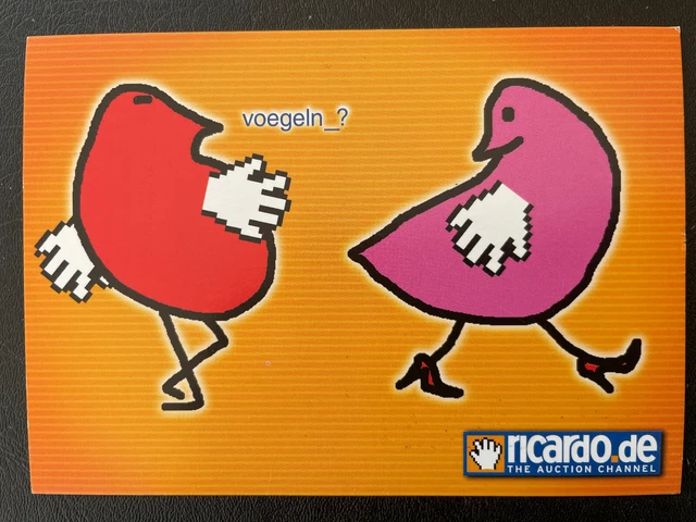 ANSICHTSKARTE, WERBEKARTE, VÖGELN_?, Ricardo, Edgar Karte, ungelaufen ...