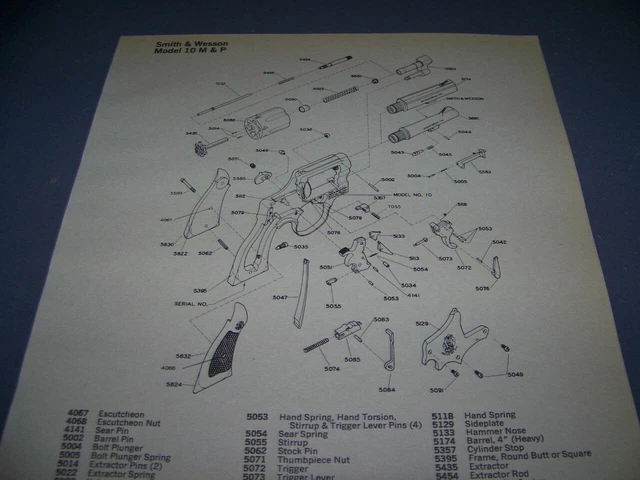 S&W MODEL 10 M&P Revolver & Model 12 M&P Airweigh Revolver..exploded ...
