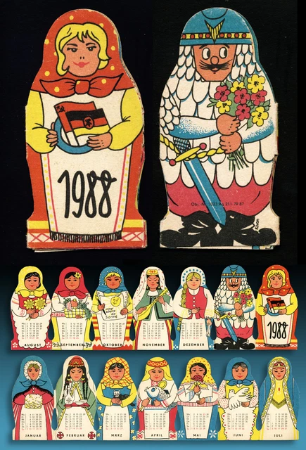 VECCHIA DDR MATRIOSKA Borse - Calendario Annuale 1988 Per Ripiegare ...