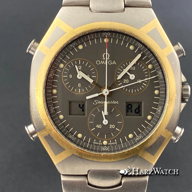 1988 OMEGA SEAMASTER Polaris Chronographe Titan Or DB 386.1231+ Boîte ...