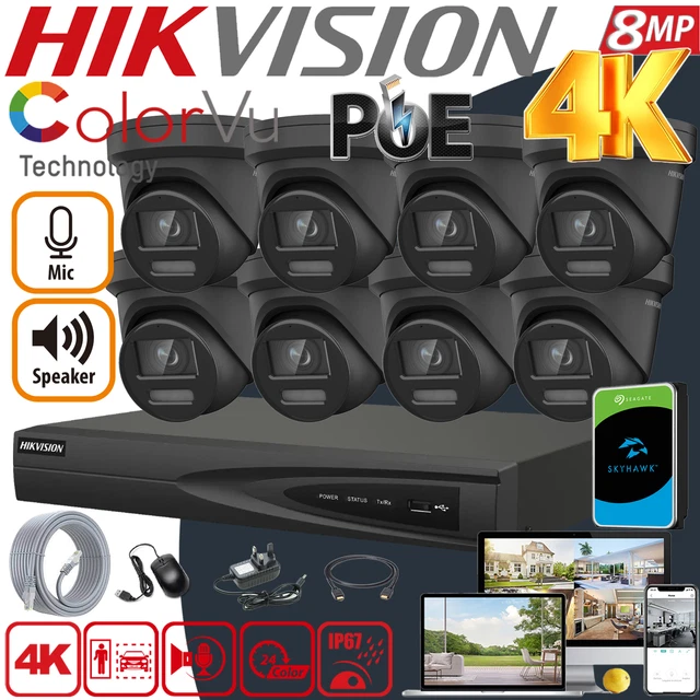 HIKVISION 4K 8MP Motion Detection CCTV COLORVU IP PoE 2-Way AUDIO ...