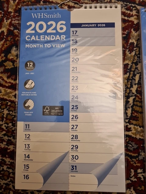WHSMITH 2026 CALENDAR Month to View £6.51 - PicClick UK