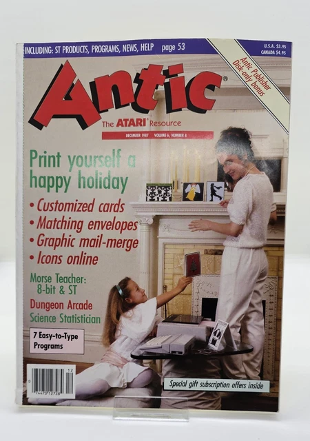 VINTAGE ANTIC THE ATARI Magazine (December 1987) Vol 6 - Number 8 Dungeon Arcade $19.95 ...