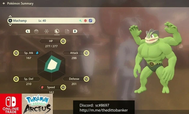 POKEMON LEGENDS ARCEUS SHINY MACHAMP LV.40 ALPHA niveaux d'effort max ...