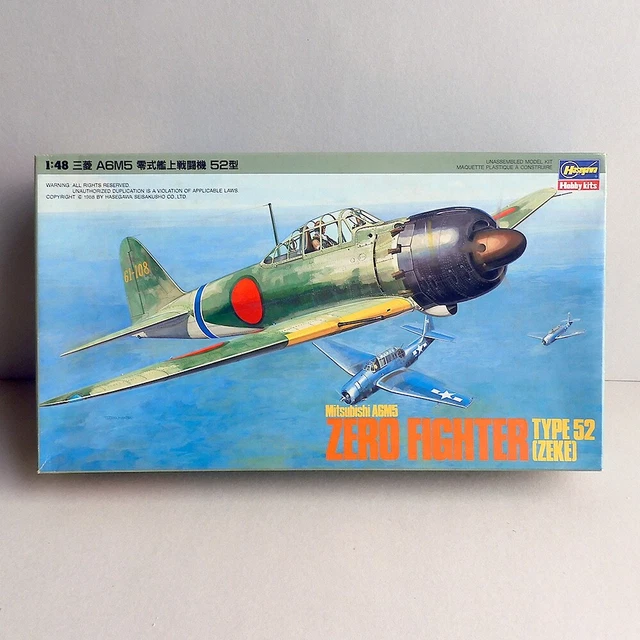 HASEGAWA 1:48 MITSUBISHI A6M5 Zero Fighter Type 52 Zeke Plastic model ...