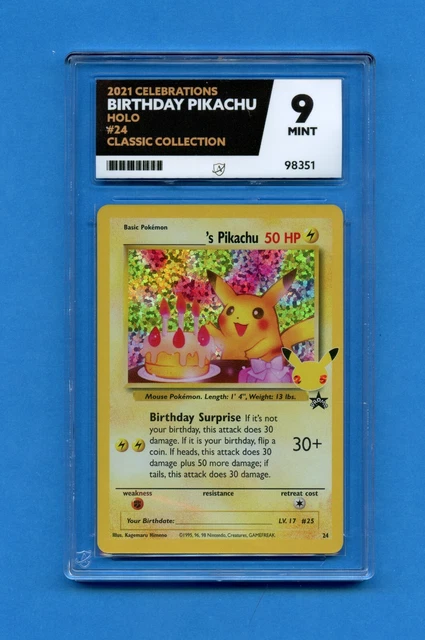 GRADED POKEMON CARD Birthday Pikachu Celebrations Get Graded Mint 9 148 ...