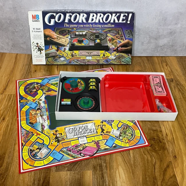 VINTAGE MB GAMES Go For Broke! Family Board Game 1985 - Checked ...