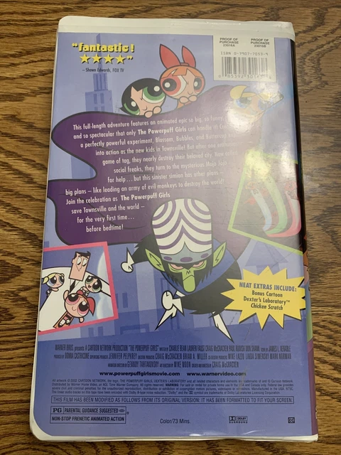 THE POWERPUFF GIRLS Movie VHS Cartoon Network 2002 Clamshell w/ Dexter ...