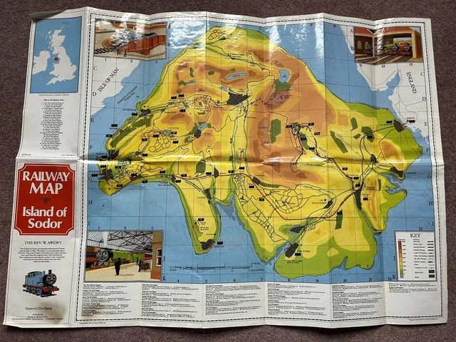 THOMAS THE TANK ENGINE RAILWAY MAP The Island of Sodor, Rev W. Awdry ...