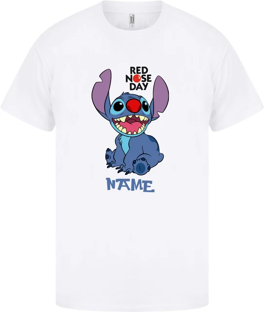 PERSONALISED LILO & Stitch Red Nose Day Name T-Shirt, Funny Top £13.99 ...