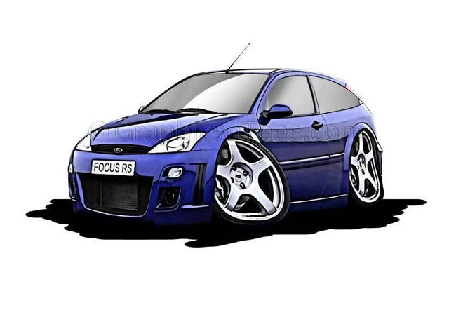 FOCUS RS MK3 Caricature Car Art Cartoon A4 Print Black Ideal ...