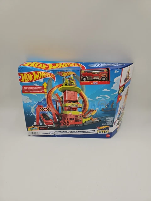 HOT WHEELS CITY Super Loop Fire Station Playset with Fire Truck for ...