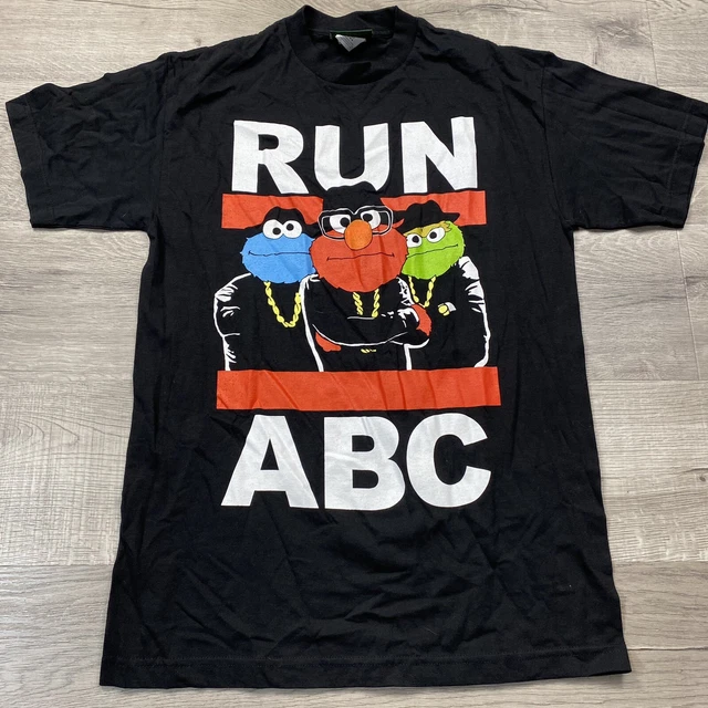 SESAME STREET RUN ABC T Shirt Black Elmo Oscar Cookie Mens Size Medium ...