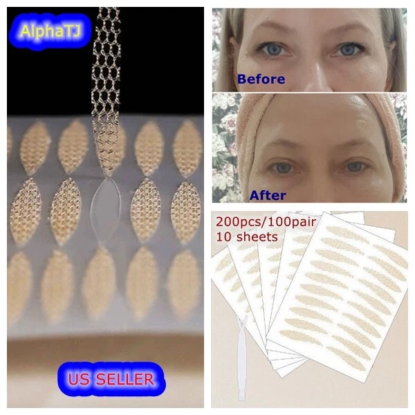 200PCS MESH DOUBLE Eyelid Lift Strips Sticker Droopy Saggy Hooded Eye ...