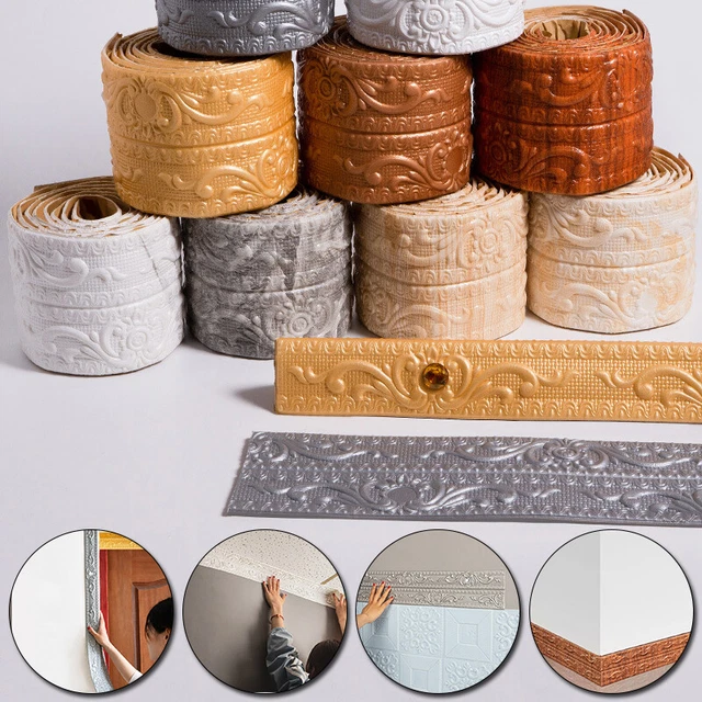3D DIY SELF Adhesive Wall Trim Line Skirting Border Home Decor Sticker ...