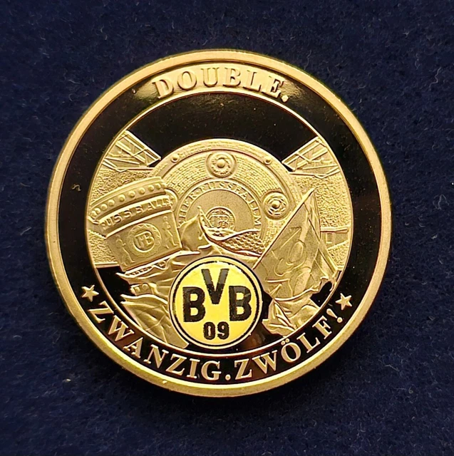 BVB BORUSSIA DORTMUND Medaille Münze DOUBLE ZWANZIG ZWÖLF 2012 vergoldet EUR 50,00 - PicClick DE