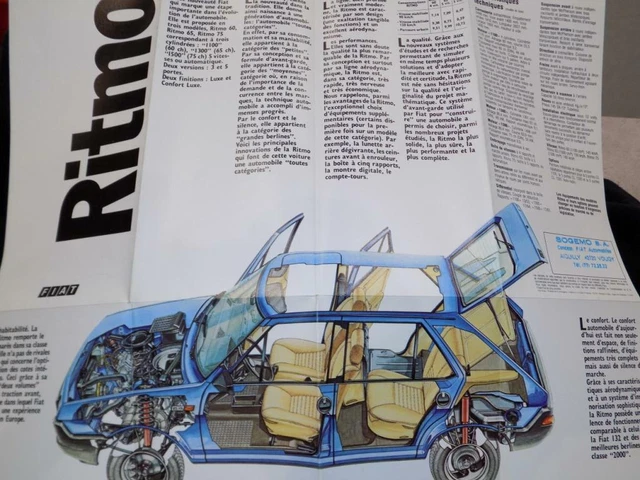 ANCIENNE BROCHURE CATALOGUE Dépliant Garage Voiture 1978 Fiat Ritmo EUR ...