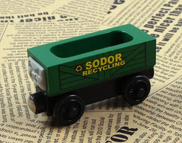 THOMAS- & FRIENDS Green Recycling Car Wooden Magnetic Railway Train ...