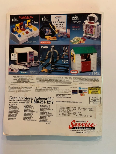 VINTAGE SERVICE MERCHANDISE 1990-91 Gift Catalog TMNT Barbie Atari TYCO ...