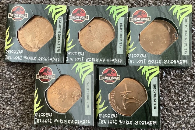 JURASSIC PARK THE Lost World Tetley Tea Dinosaur Bronze Coins x 5 ...