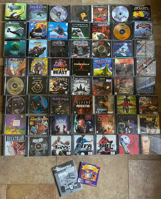 VTG COMPUTER PC CD-ROM Video Game Lot of 58! Many multi-Disc GOOD NAMES ...